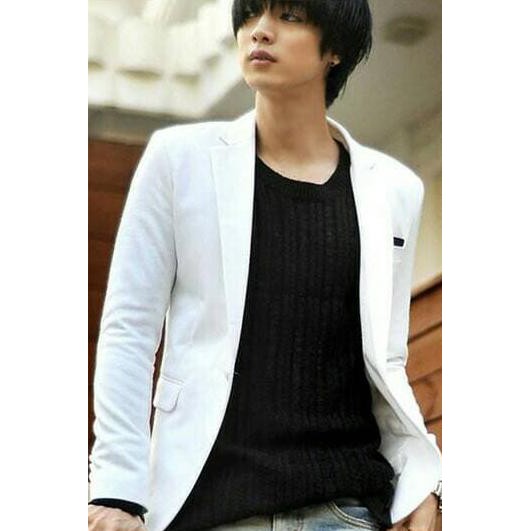 Jual BLAZER NEW WHITE LIST, JAS PRIA PUTIH TERBARU, DESAIN SLIMFIT ...