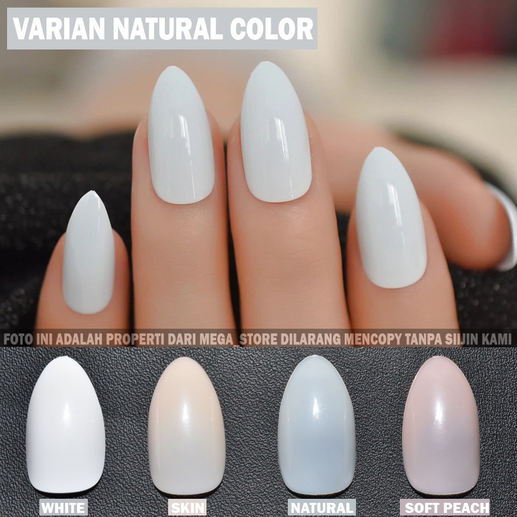 Jual STILETTO GLOSSY VARIAN NATURAL + LEM GEL 12 FAKE NAIL / KUKU PALSU ...