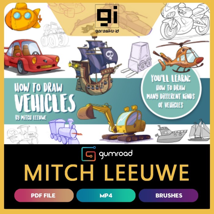 Jual GUMROAD - MITCH LEEUWE HOW TO DRAW VEHICLES VIDEO+PDF+BRUSH ...