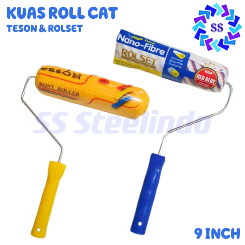 Jual KUAS ROLL CAT BESAR SATU SET (GAGANG+ISI ROLL) 9 INCH | Shopee ...