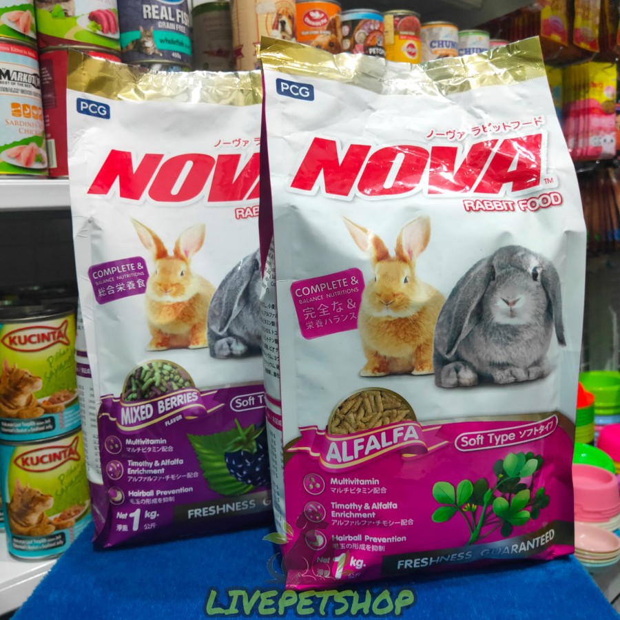 Jual NOVA Rabbit Food Alfafa/Mix Berries 1kg - Pelet Kelinci No ...