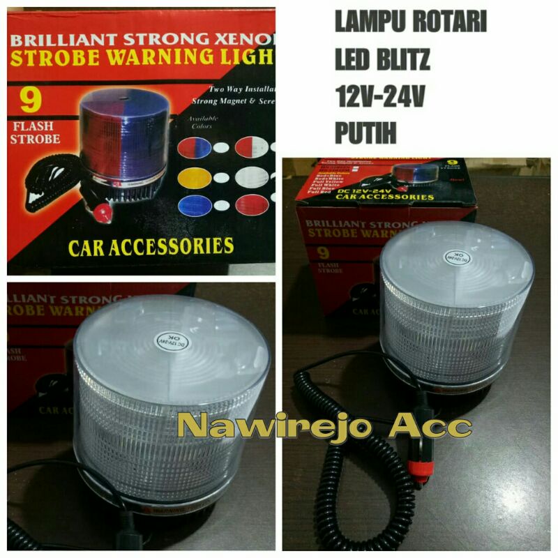Jual Lampu Rotari 9 Mode Flash 12V-24V Putih | Shopee Indonesia