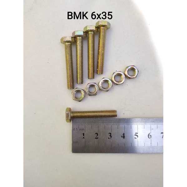 Jual 50PC BAUT MUR KUNING M6X35(3, 5CM) baut kunci 10/baut mur kuning BMK 6X35 | Shopee Indonesia