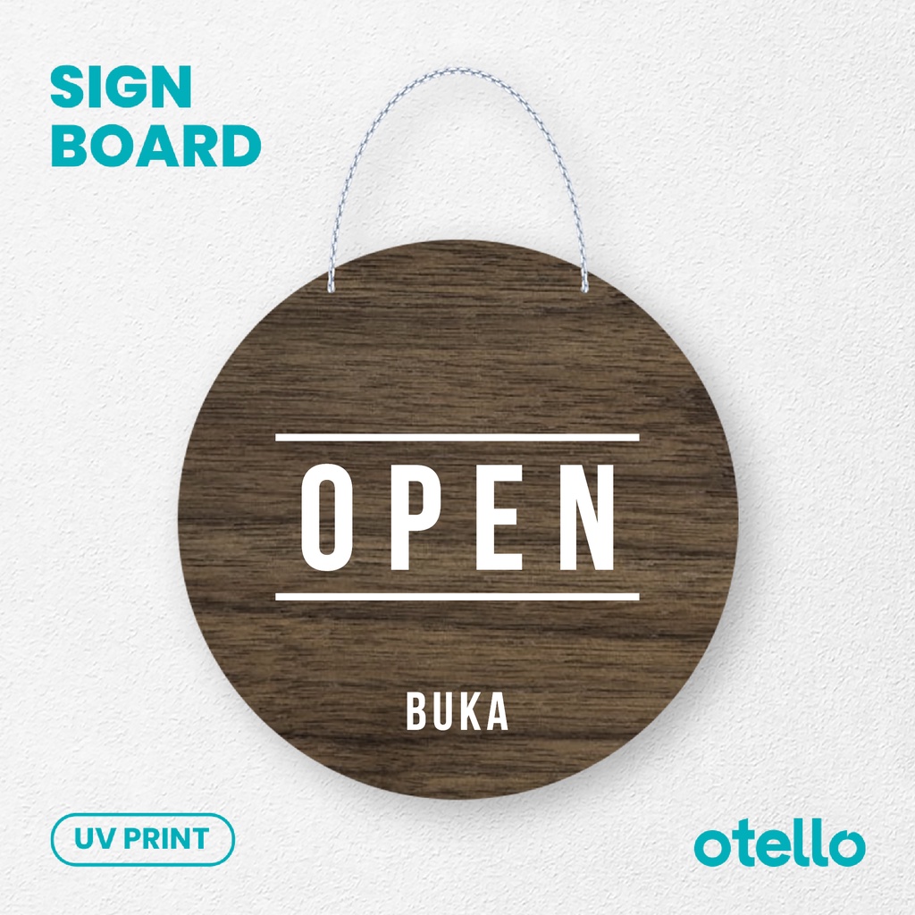 Jual Otello - Papan Open Closed Sign Board Kayu Signage Gantungan Toko ...