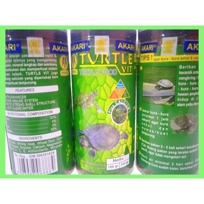 Jual PAKAN KURA KURA AKARI TURTLE VIT / MAKANAN KURA KURA 100gr ...