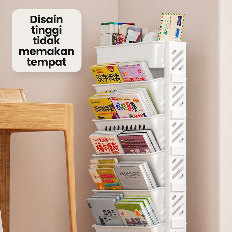 Jual MUZY Rak Buku Roda Rak Serbaguna Rak Penyimpanan Buku Portable Rak ...