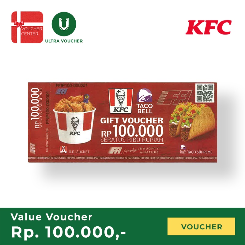 Jual Ultra Voucher KFC Gift Card Nominal Rp. 100.000 | Shopee Indonesia