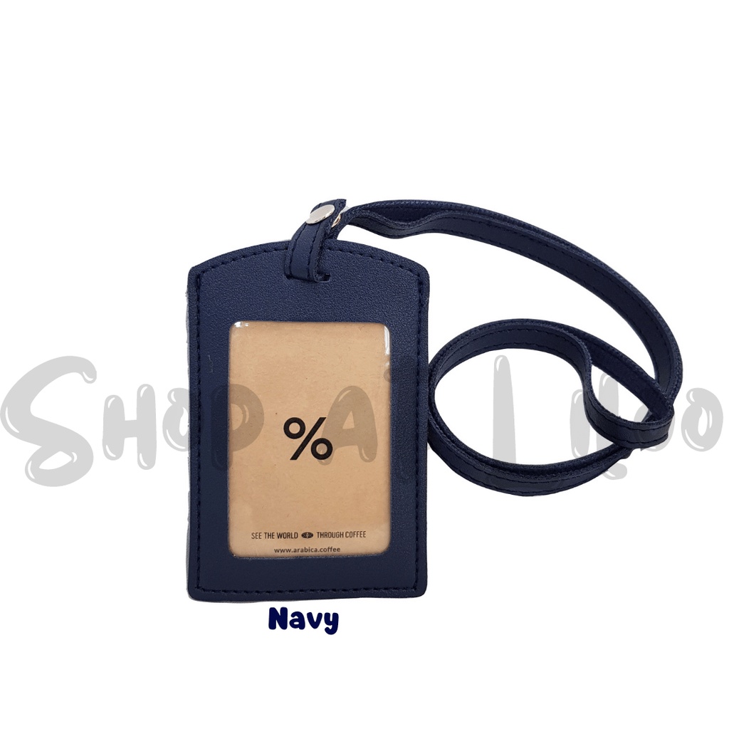 Jual Lanyard Name Tag Kulit Kancing Warna Biru Navy ID Card Holder ...