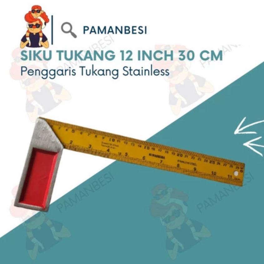 Jual Siku Tukang 12 Inch 30 Cm Penggaris Tukang Stainless | Shopee ...