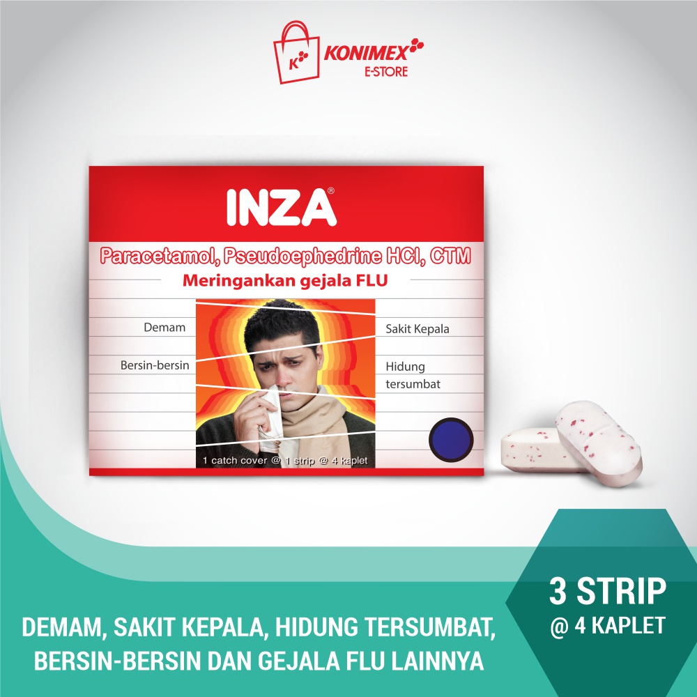 Jual Inza Obat flu 3 strip isi 4 kaplet atasi hidung tersumbat bersin ...