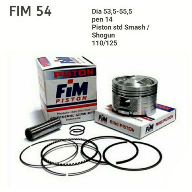 Jual Piston Kit FIM Suzuki Smash 110 / Shogun 125 Std (100) 54,5 mm ...