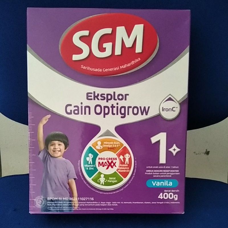 Jual SUSU ANAK || SGM EKSPLOR GAIN OPTIGROW 1+ 400gr | Shopee Indonesia