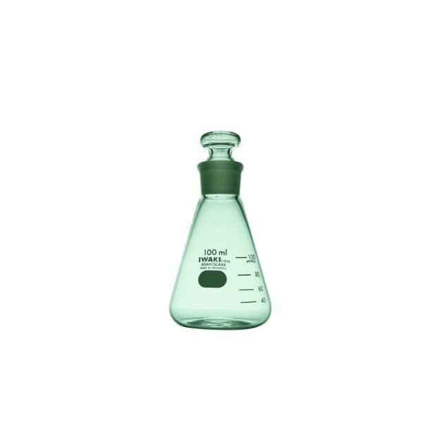 Jual Erlenmeyer Flask with Glass Stopper 100ml TS 24/29 IWAKI Asli | Shopee Indonesia