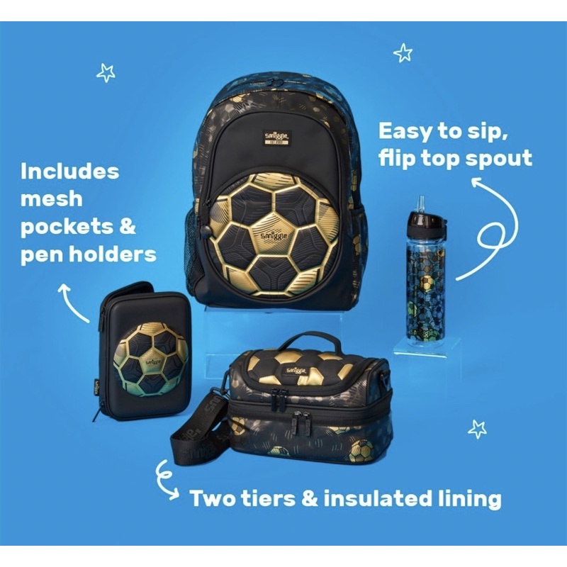 Jual NEW Smiggle Backpack Lunch Bag Mesh Blue Navy Soccer Tas Ransel ...