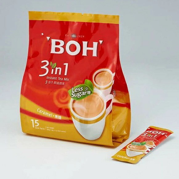 Jual BOH 3in1 Less Sugar Instant Tea Mix Caramel (15sX19g) | Shopee ...