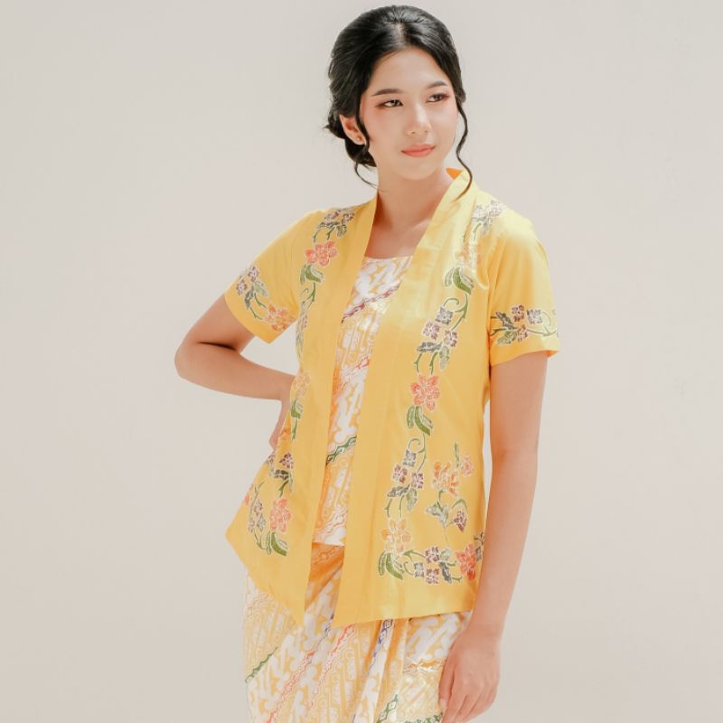 Jual Kebaya Encim Batik Lengan Pendek - Kuning PS | Shopee Indonesia