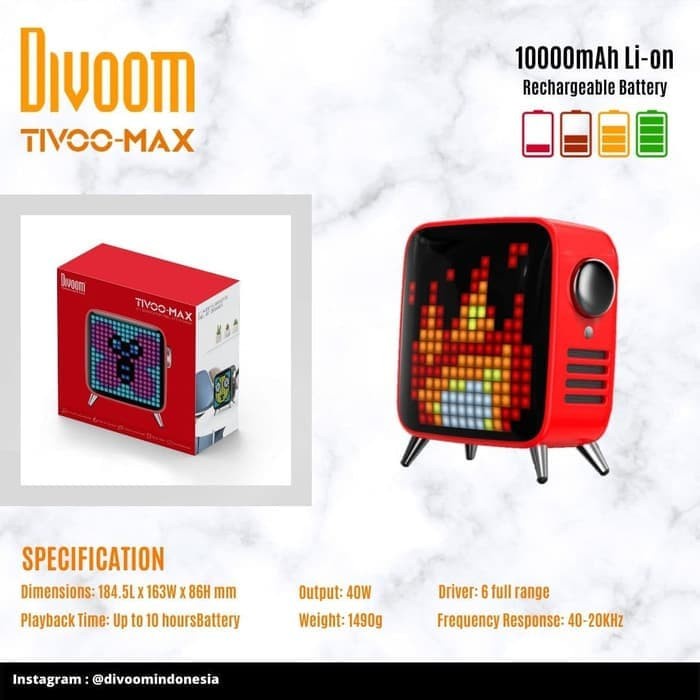 Jual SPEAKER DIVOOM TIVOO MAX (ORIGINAL) GARANSI RESMI 1 TAHUN - MERAH | Shopee Indonesia