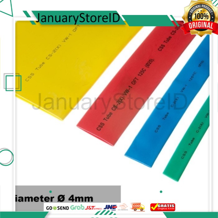 Jual HEATSHRINK WARNA 4MM SELONGSONG ISOLASI BAKAR ECERAN METERAN ...