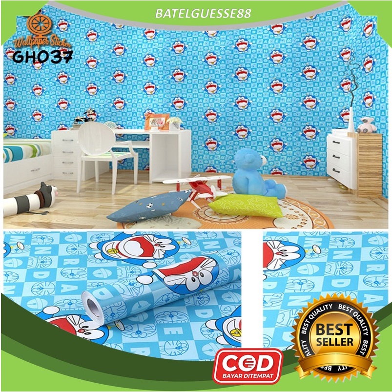 Jual (B88)Wallpaper Sticker Dinding Ukuran 45cm x 1m Motif Doraemon Wallsticker Dinding Kamar ...