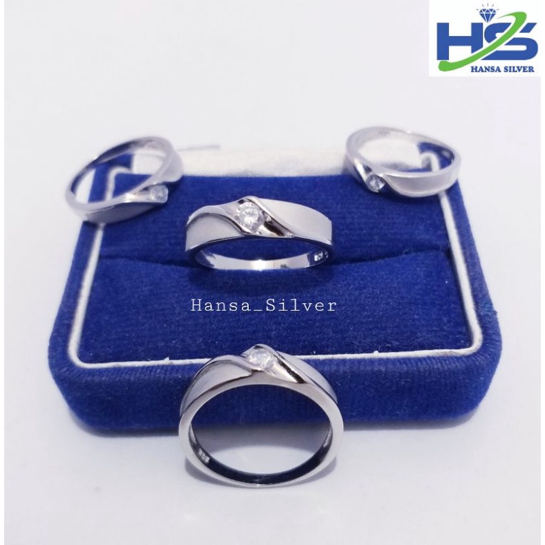 Jual Cincin Perak Silver Asli 925 Lapis Emas Putih Motif Couple ...