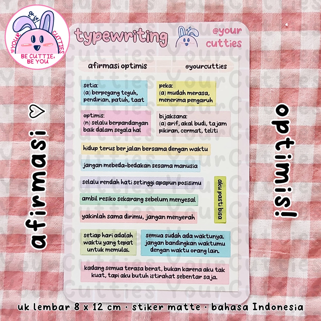 Jual [SHEET] STICKER STIKER TYPEWRITING TULISAN AFIRMASI QUOTE ...