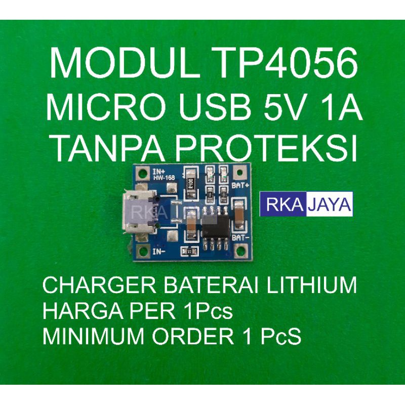 Jual Modul Charger Charge Baterai Lithium TP4056 Micro USB Tanpa ...