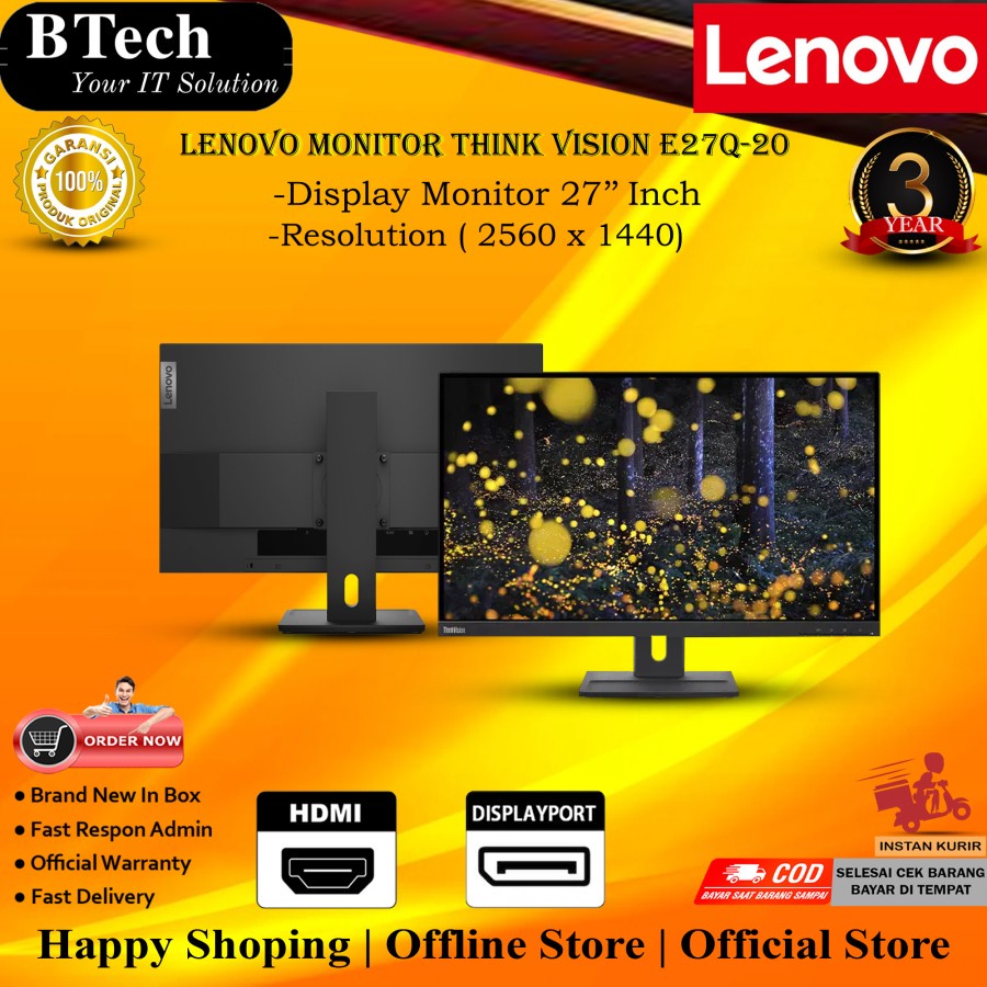 Jual LENOVO Monitor Think Vision E27q-20 27'' Inch | Shopee Indonesia