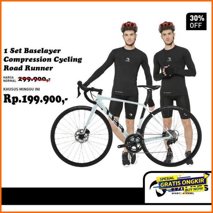 Jual 1 set baselayer + compression sepeda waldos cycling manset jersey ...