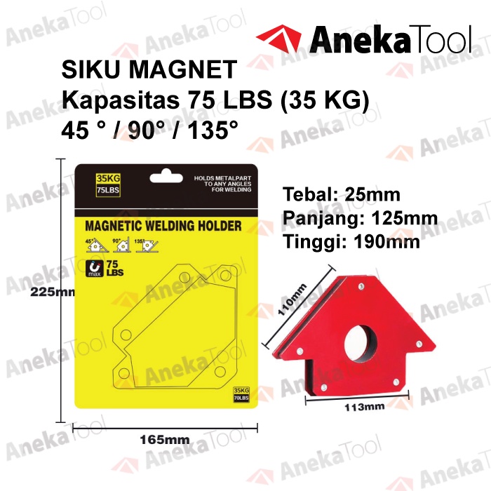 Jual Siku Magnet Las 5 Inch 75 LBS 35 KG / Welding Magnetic Holder 75 ...