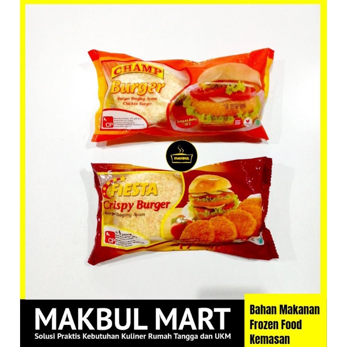 Jual Champ Chicken, Fiesta Crispy (Burger Ayam) 315gr isi 6 | Shopee ...