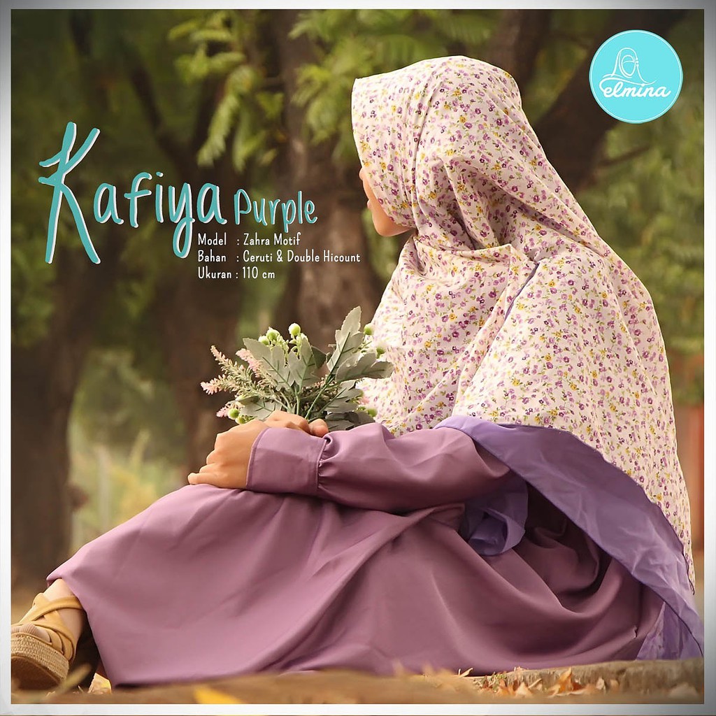 Jual Hijab / Jilbab / Khimar Segiempat Elmina Zahra Motif - Kafiya ...