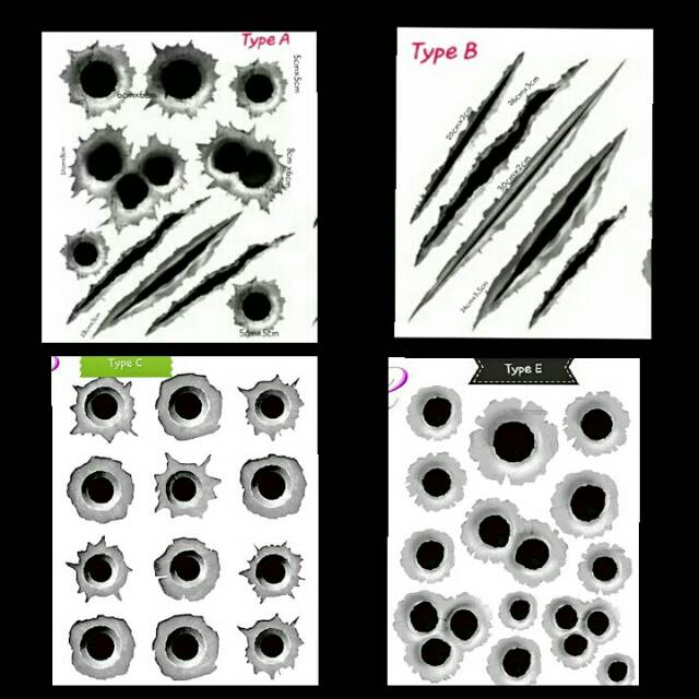Jual Stiker import! Sticker lubang peluru besar & cakaran u/ mobil ...