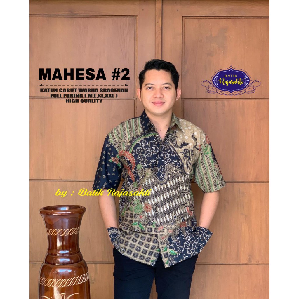 Jual MAHESA 2 Atasan Baju Kemeja Batik Pria Lengan Pendek PREMIUM LAPIS FURING BATIK RAJASAKTI ...