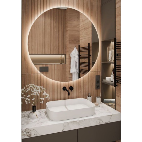 Jual Kaca Cermin Led Wastafel Aesthetic Bulat Gantung Tempel Dinding ...