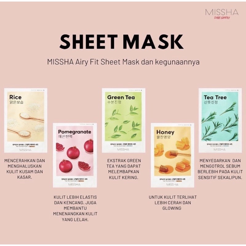 Jual Missha Airy Fit Sheet Mask 19g | Shopee Indonesia