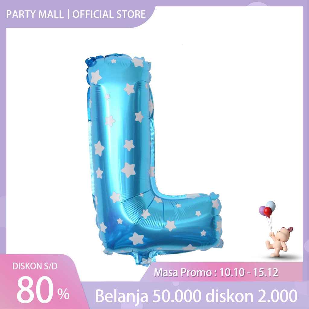 Jual Balon Foil Huruf Biru 16 Inch 40cm Abjad Alphabet A-Z Balon Foil ...