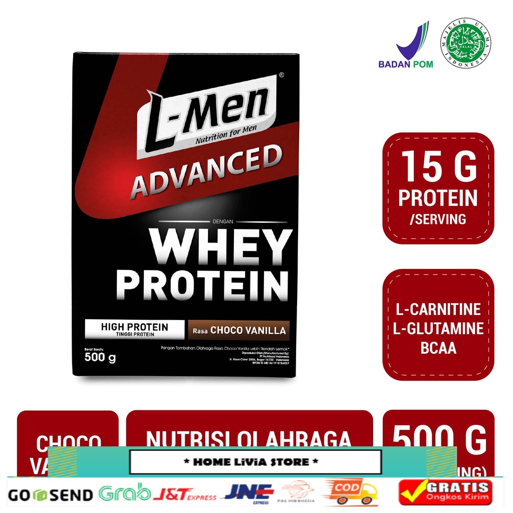 Jual L-Men Whey Advanced Suplemen Tinggi Whey Protein Choco Vanilla 500 ...