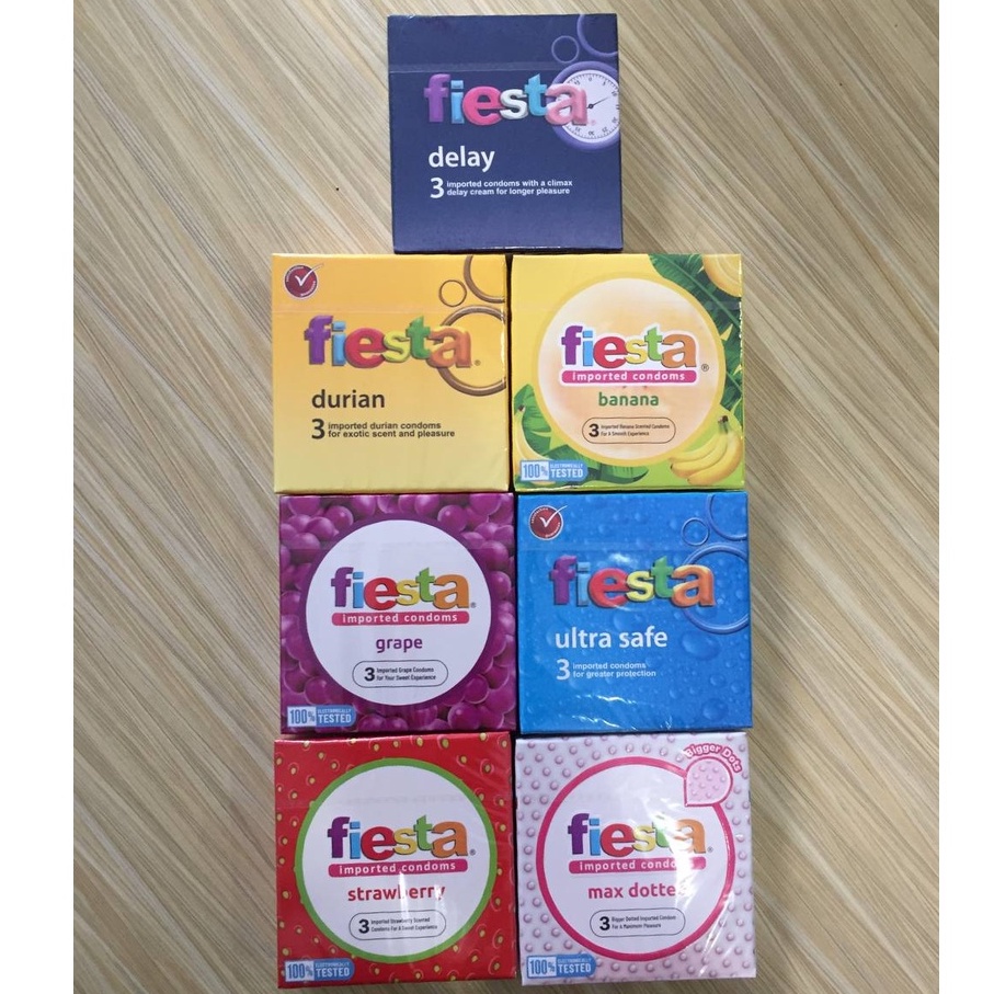 Jual Kondom Fiesta isi 3 Pcs Strawberry / Grape / Banana / Durian / Max ...
