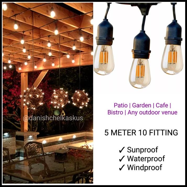 Jual 5 Meter 10 Fitting Lampu Seri Outdoor Waterproof Dekorasi Pesta ...