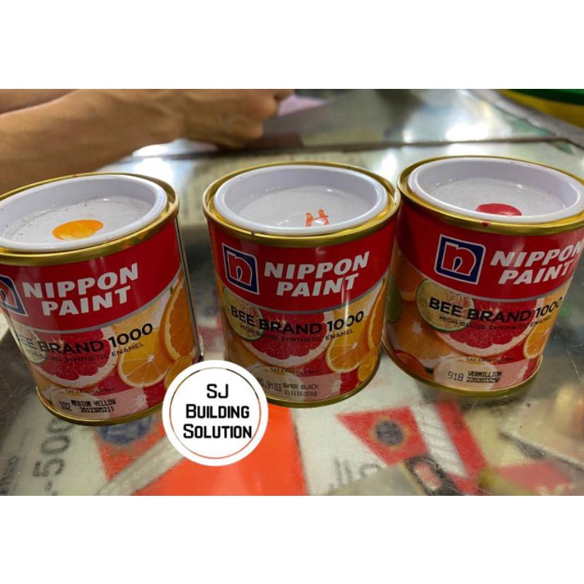 Jual Cat kecil BEE BRAND 1000 100cc Warna Merah Kuning Cat Minyak Mini ...