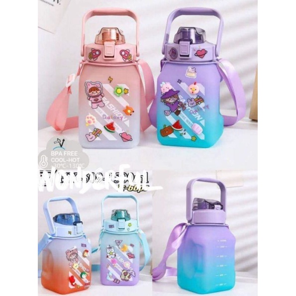 Jual Botol Gemoy Kotak 1,4L Full Stiker 2D & 3D | Shopee Indonesia
