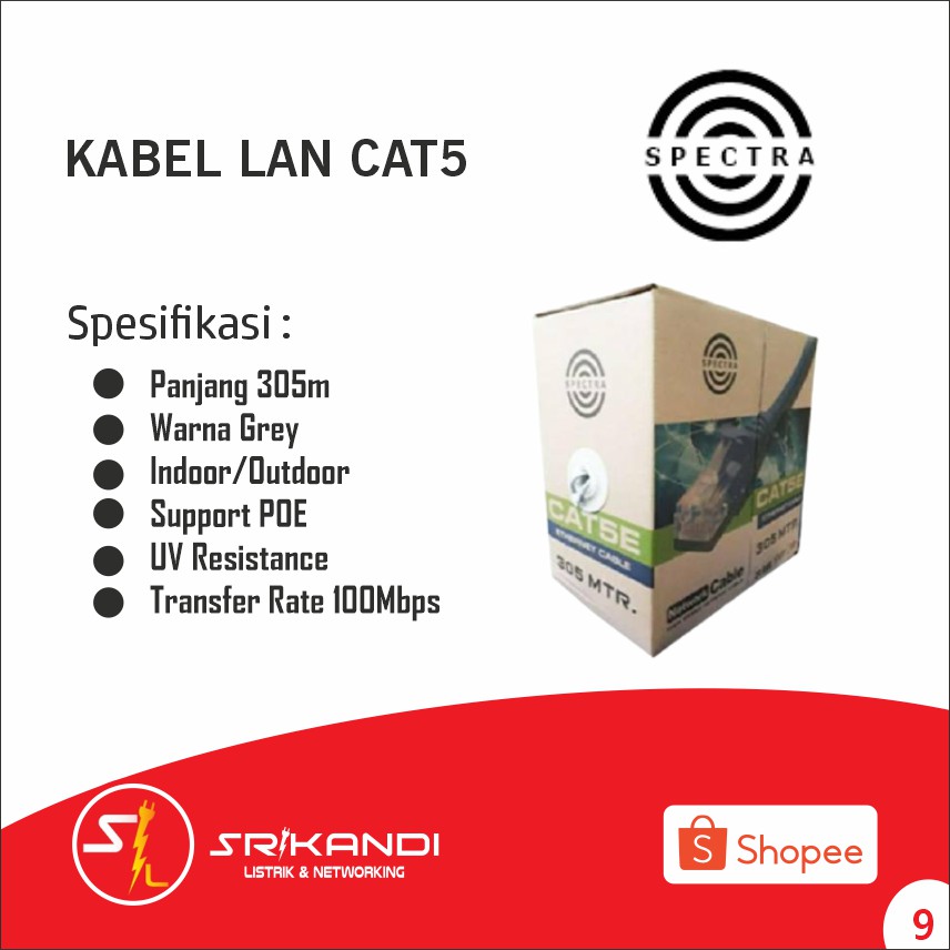 Jual KABEL LAN SPECTRA CAT 5 | Shopee Indonesia