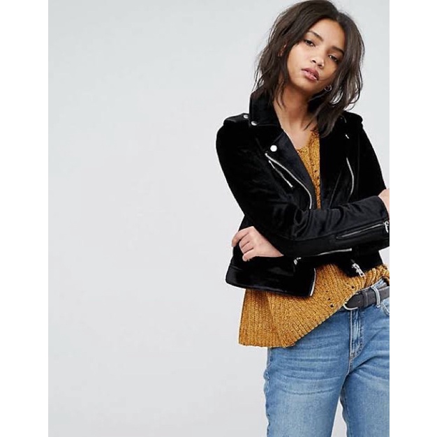 Jual Stradivarius Velvet Biker Jacket | Shopee Indonesia