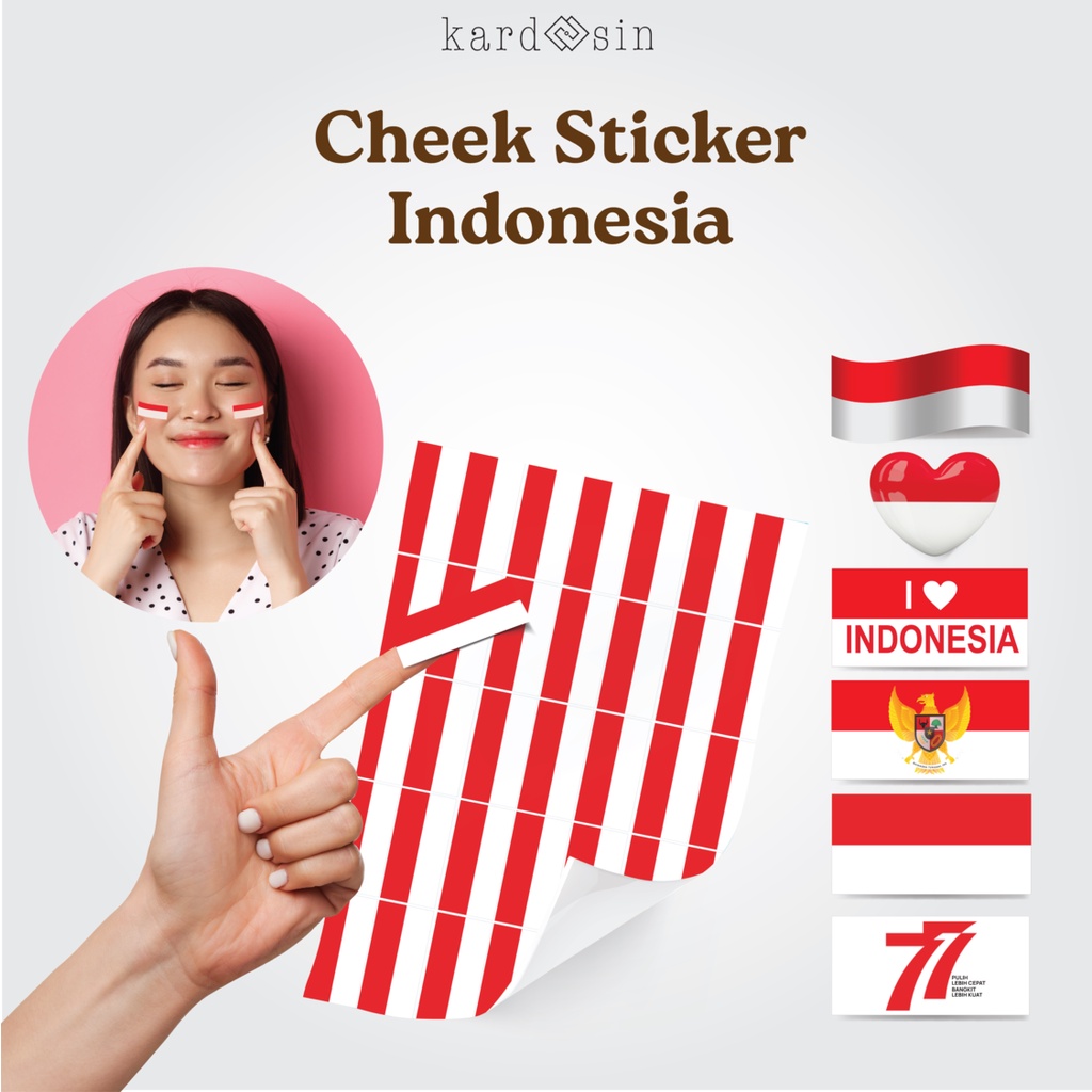Jual [10 PCS] CHEEK STICKER STIKER PIPI INDONESIA BENDERA MERAH PUTIH ...