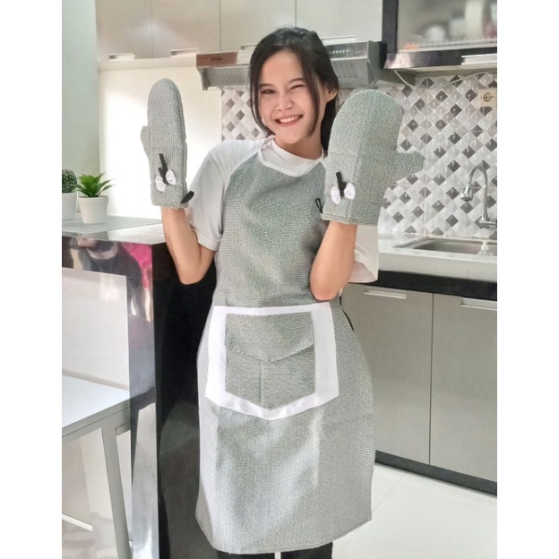 Jual Apron set tangan|Apron koki|Celemek masak||Apron Cafe|Apron ...