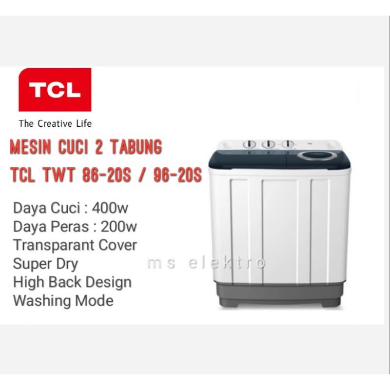 Jual Mesin Cuci 2 Tabung TCL TWT 86-20S 96-20S 8kg 9Kg | Shopee Indonesia