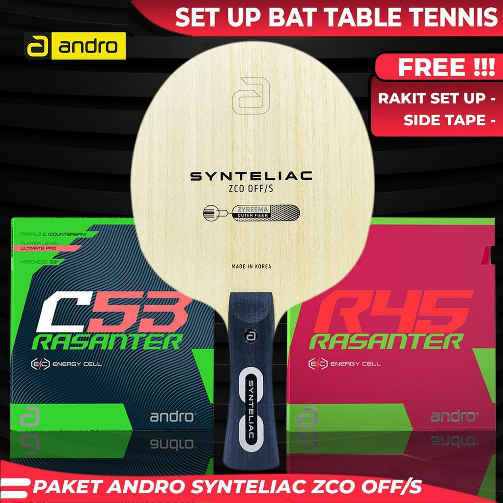 Jual Paket Bat Pingpong Rakitan Synteliac ZCO OFF/S Andro Rasanter C53 R45 | Shopee Indonesia