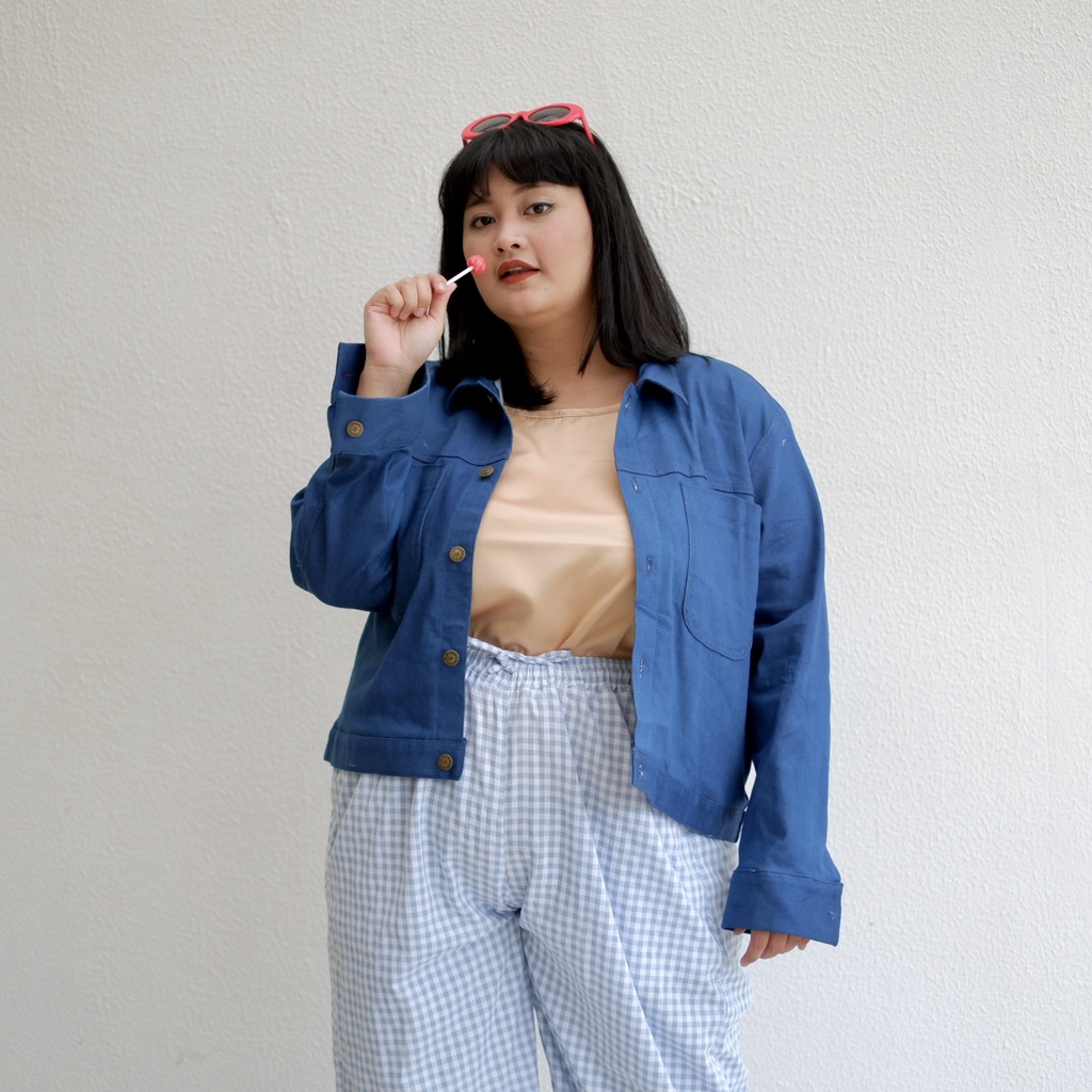 Jual Nano Crop Jacket Jeans | bigsize jumbosize plussize oversize ...