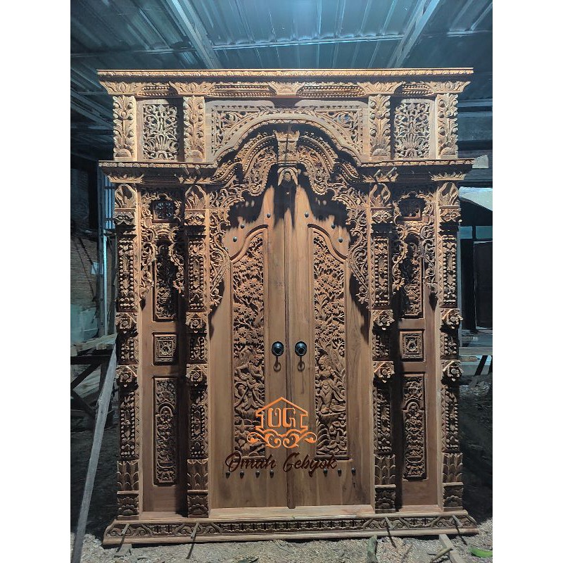 Jual Gebyok ukir jawa 2 Meter relief rama shinta kayu jati | Shopee ...