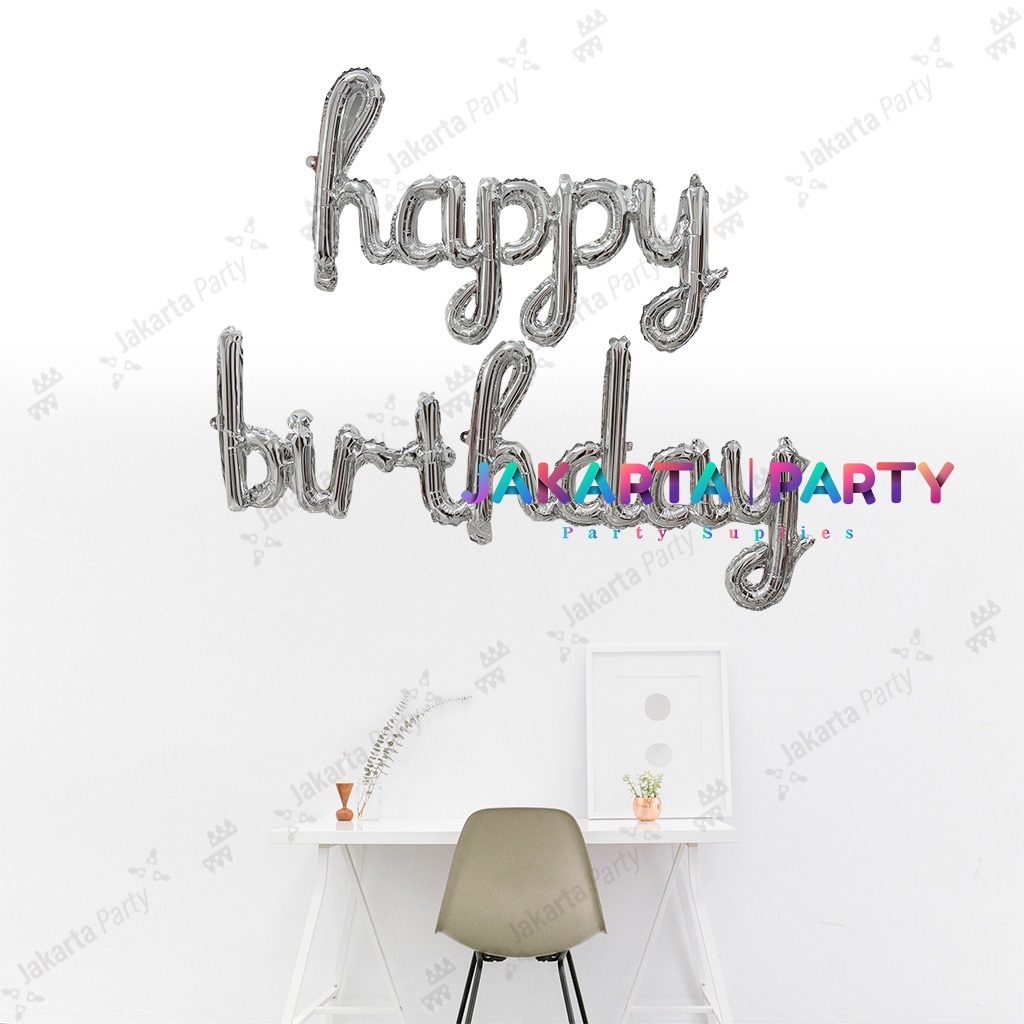 Jual Balon Foil Happy Birthday Sambung Silver / Balon HBD Set / Balon ...